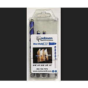 Rodman Blue Bullet Multipurpose Drill Bit Set: 3/16", 1/4", 5/16", 3/8" & 1/2"