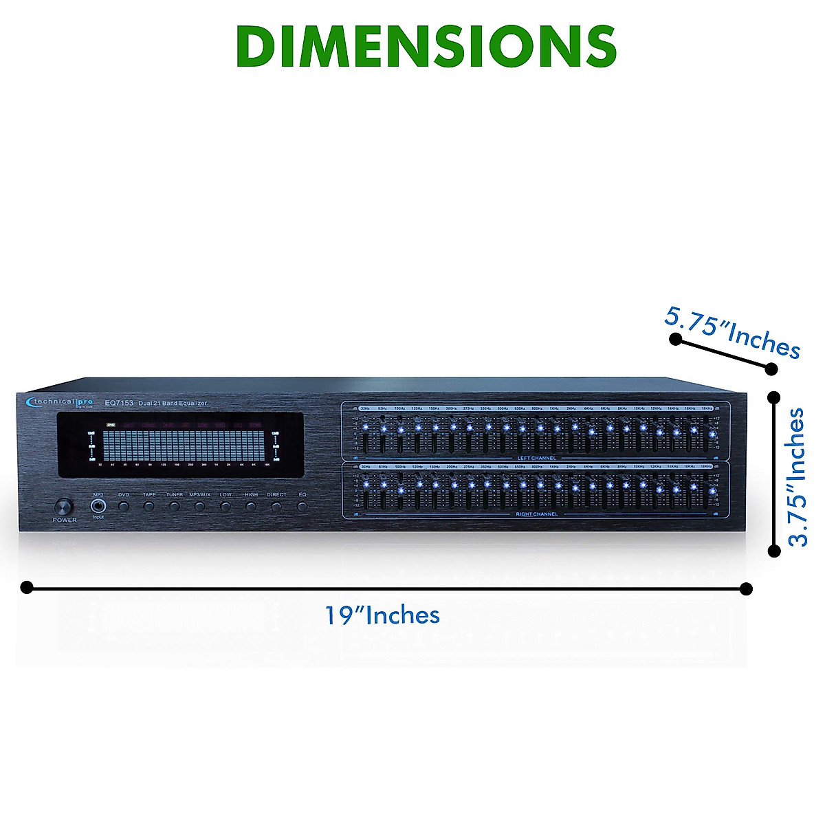 Technical Pro Dual 21 Band Professional Stereo Equalizer with Individual LED Indicators