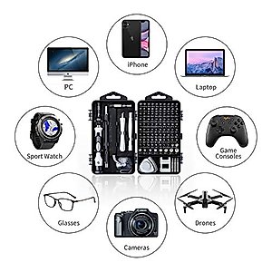 Precision Screwdriver Set, SHOWPIN 122 in 1 Computer Screwdriver Kit, Laptop Screwdriver Sets with 101 Magnetic Drill Bits, Electronics Tool Kit Compatible for Computer, Tablet, PC, iPhone, PS4 Repair