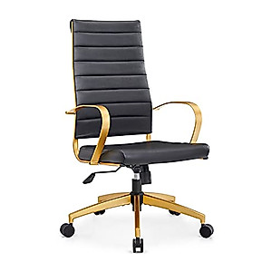 CAROCC Gold Office Chair Executive Office Chair Ergonomic High Back Conference Computer Chair with Lumbar Support White Executive Swivel Office Desk Chair 350+lb 4020 (Gold Black)