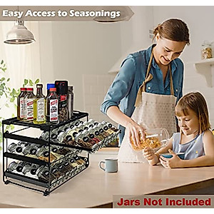 Artibear Upgraded Pull Out Spice Rack Organizer for Cabinet Storage Upto 54 Jars, 3-Tier Seasoning Shelf Holder for Kitchen Pantry Countertop, Matte Black (Bottles Not Included)