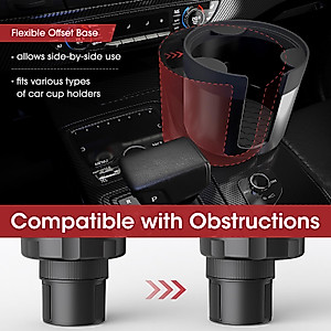 AUJEN Cup Holder Expander for Car - Upgraded Extender Cup Holder w/Offset Option, Adjustable Car Cup Holder Expander, Versatile Car Accessories，Large Bottles & Big Drinks，1 Pieces