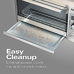 HAMILTON BEACH PROFESSIONAL Digital Convection Countertop Toaster Oven, Large 6-Slice, Temperature Probe, Bake Pan and Broil Rack, Stainless Steel (31240)