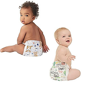 The Honest Company Clean Conscious Diapers | Plant-Based, Sustainable | Barnyard Babies + It’s A Pawty | Super Club Box, Size 7 (41+ lbs), 72 Count