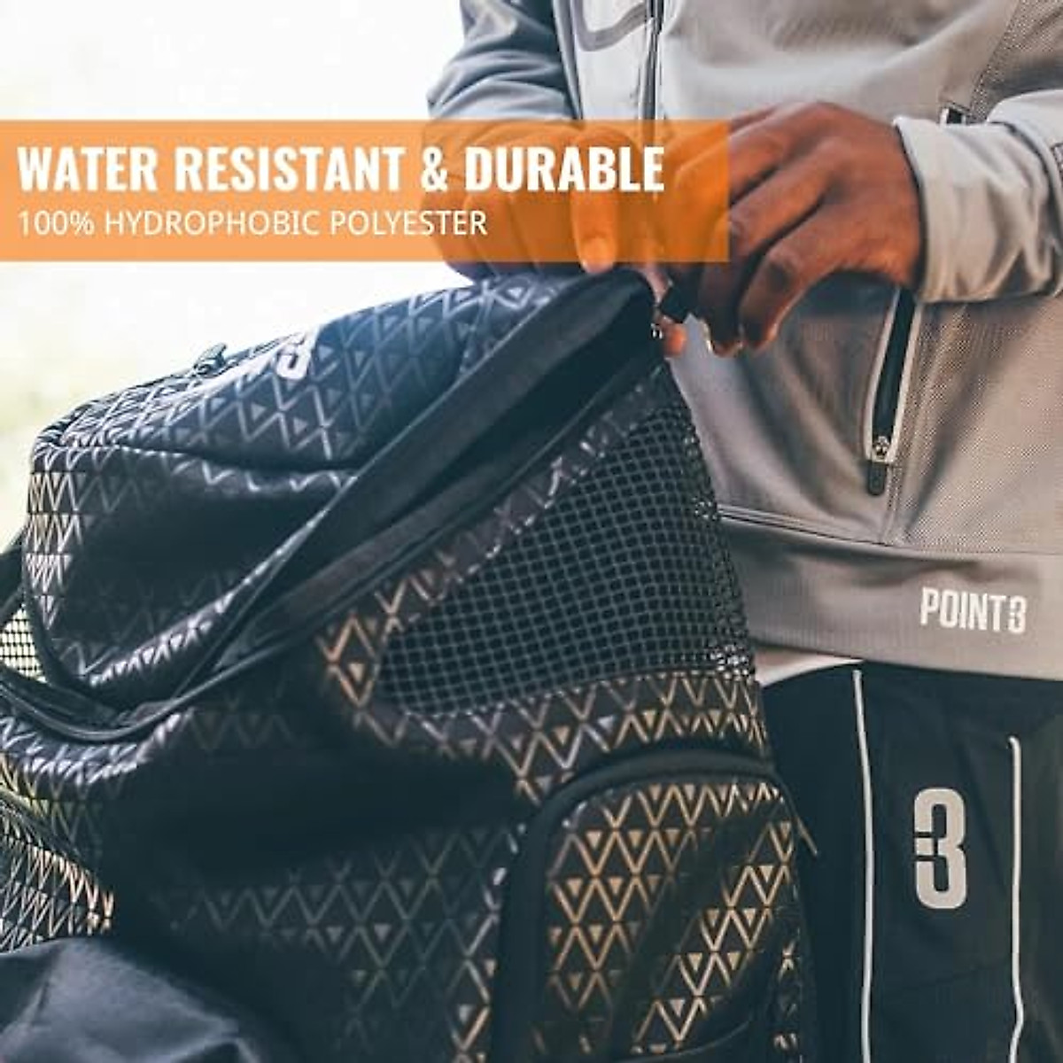 Point 3 Brooklyn Nets Road Trip 2.0 Backpack Basketball Backpack with Drawstrong Closure | Ventilated Mesh Shoe Pocket Compartment | Black