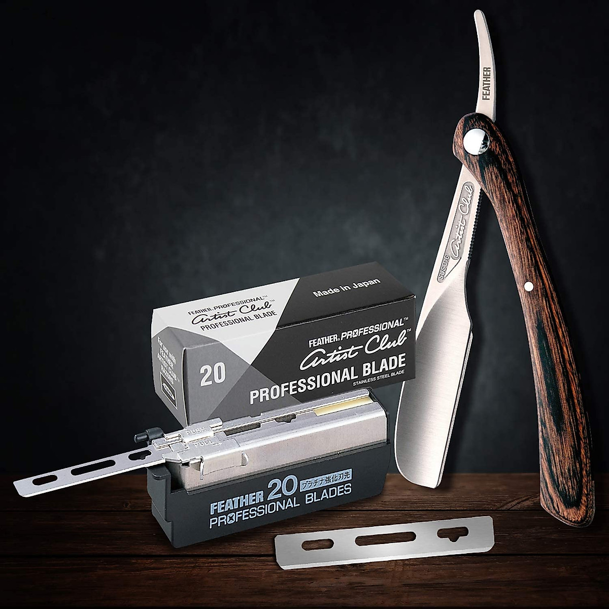 Feather Artist Club Professional Razor Blades - (3 Pack of 20) - Single Straight Edge Razor Blade Refills for Shaving - For Men & Barbers