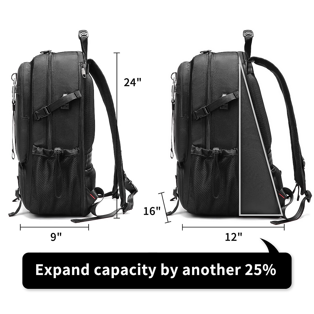 SSWEISIKER Large 65L Travel Laptop Backpack for Men, Waterproof Carry on Bags on Flight Approved with USB Charging Port, Computer Backpack Fit 17 Inch Laptops,Black