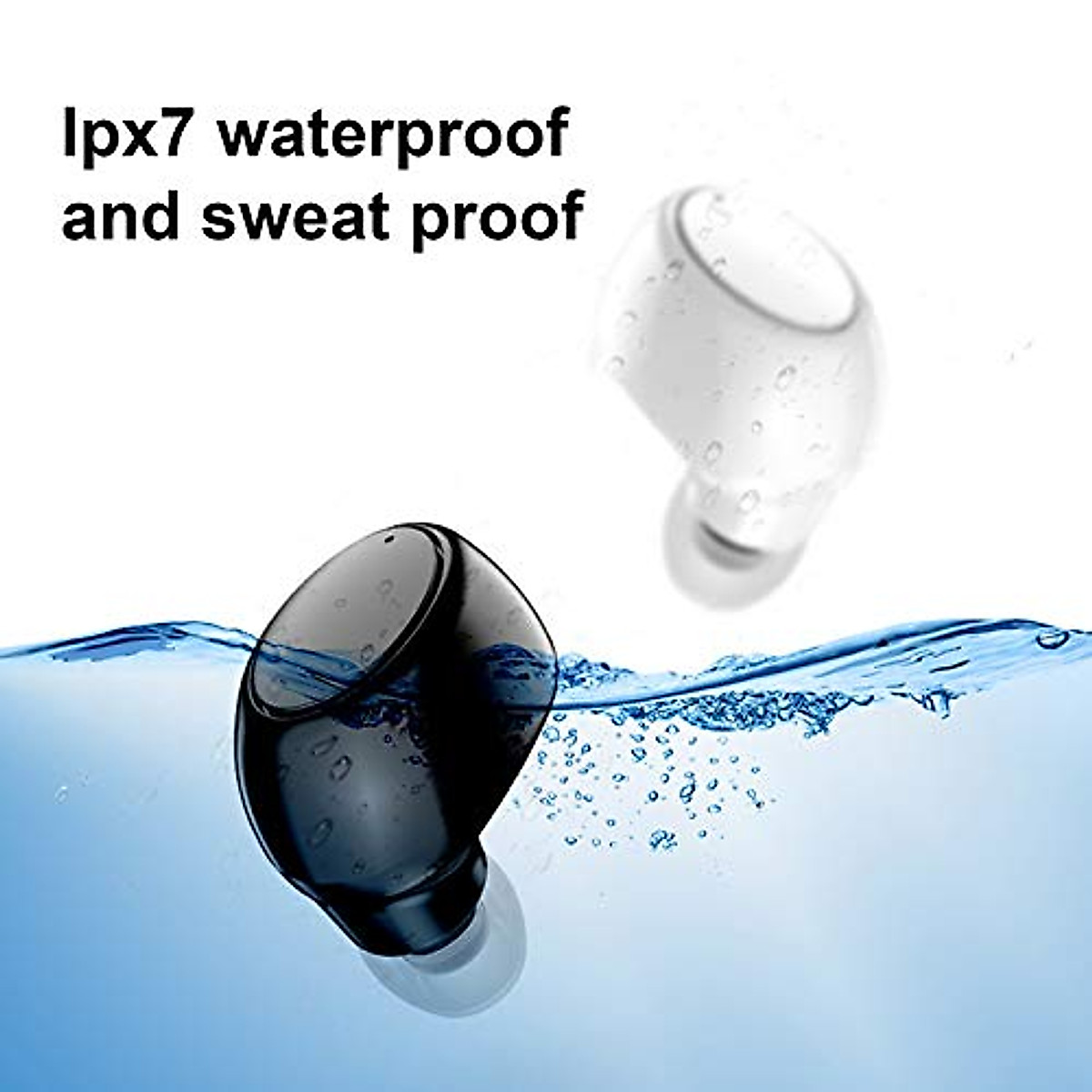 Heave Single Wireless Earbuds Bluetooth 5.0 Headphones Stereo Sound Headset Built-in Hands-Free Call Mic Waterproof in-Ear Earbuds Touch Control for Running/Sport Black