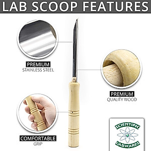 Scientific Labwares Lab Scoop Spatula with Wooden Handle - Pack of 6 - Soil Scooper Gardening Classroom Research Laboratory Veterinary Feeder