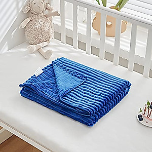 UOZZI BEDDING Flannel Fleece Baby Toddler Blanket All-Season Ultra Soft Plush Thin Small Blanket for Crib -100% Microfiber Polyester Navy Royal Blue 27x39 Inch