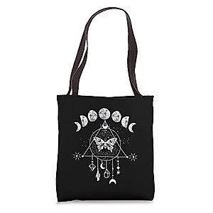 Celestial Moon phase Moth Crystals Stars Vintage design Tote Bag