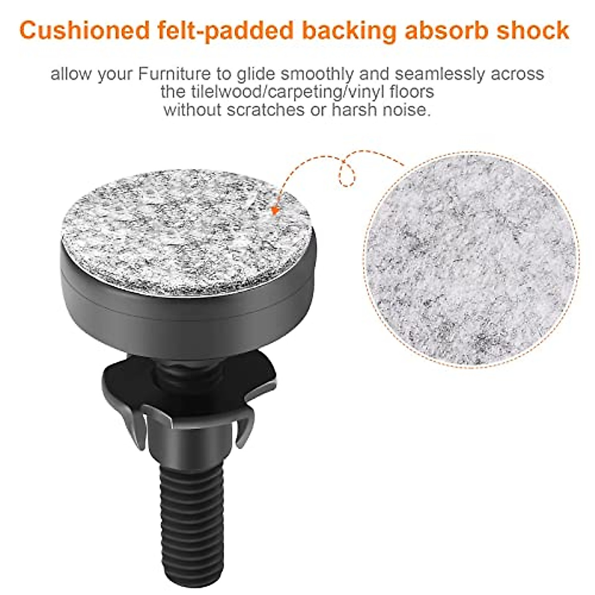 NANMOTUE Leveling Feet Adjustable Furniture Feet, 3/8'' UNC Thread Furniture Levelers, Adjustable Leveling Feet for Table Chairs Cabinets Sofa Raiser, 4PCS Table Leg Levelers