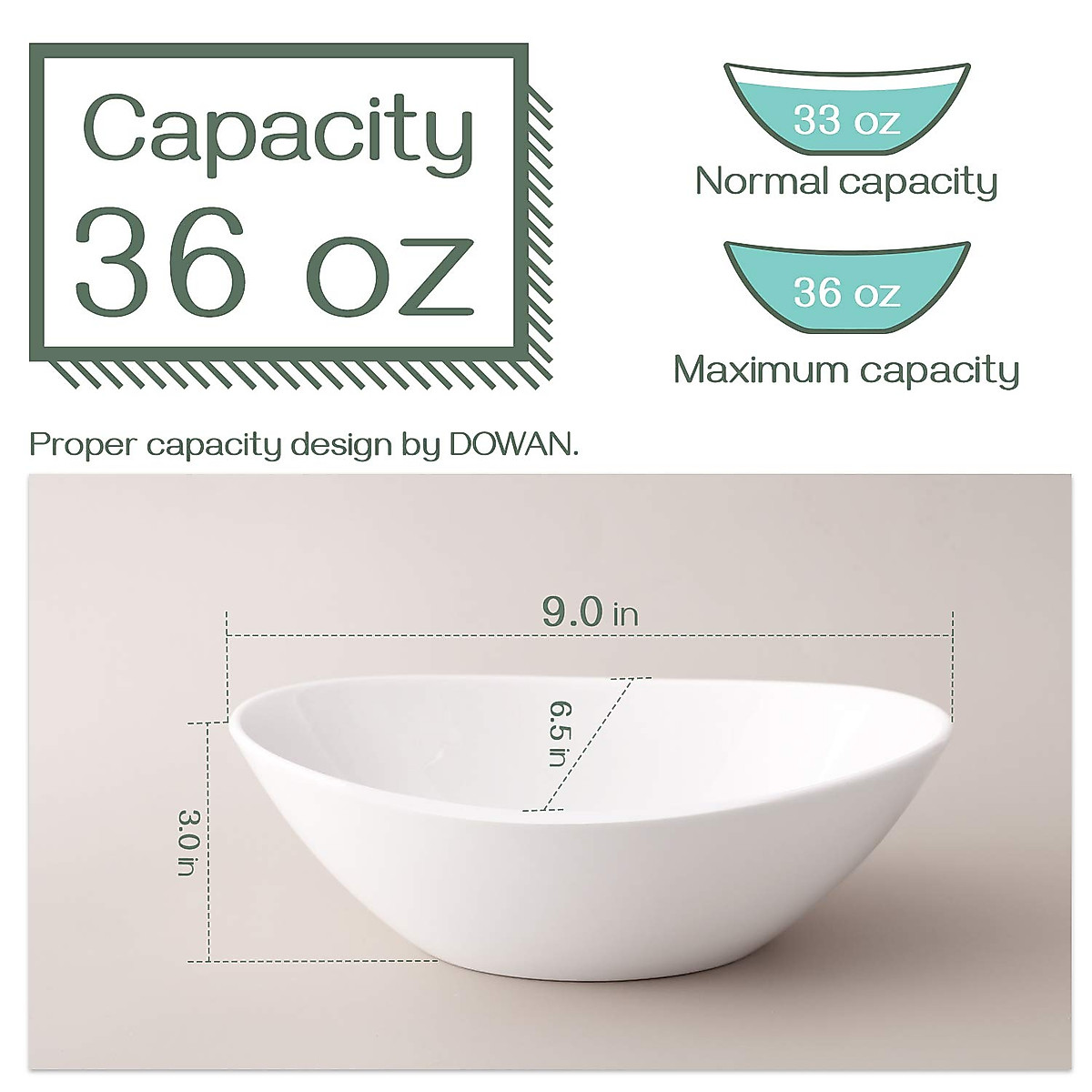 DOWAN Bundle 3 OZ Dipping Bowls with Handles and 36 OZ Salad Bowls