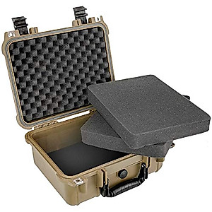 Eylar Protective Camera Hard Case Water & Shock Proof with Foam 13.37 inch 11.62 inch 6 inch Tan (Tan)