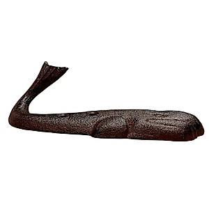 Needzo Cast Iron Nautical Whale Towel Hook Holder, Wall Mounted Hooks for Hanging Towels, Coats, and More, Rustic Coastal Bathroom Decor for Beach Houses, 5.5 Inches