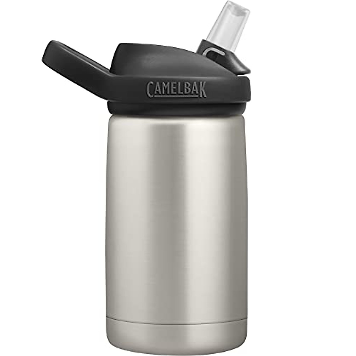 CamelBak Eddy+ Kids 12 oz Bottle, Insulated Stainless Steel with Straw Cap - Leak Proof When Closed, Bare Steel