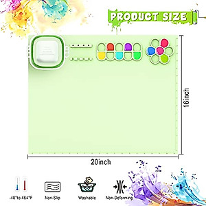 𝗡𝗘𝗪 Silicone Craft Mat,20"x16"Silicone Art Mat with Removable Collapsible Cup and Paint Holder for Resin Jewelry Casting Molds,Nonstick Silicone Painting Mat for Craft