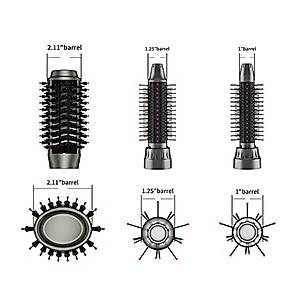 Hair Dryer Brush Blow Dryer Brush Salon Styler Hair Dryer and Volumizer with Three Interchangeable Barrels, Hot Air Brush Kit | Replacement Parts Orderable
