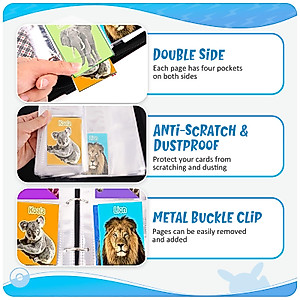 GOROMA Card Binder 4-Pockets, 400 Pockets Card Holder with 50 Removable Sleeves, Trading Card Collector Zipper Album Holder, Blue