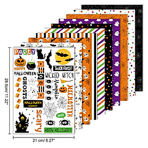 ASTARON 30 Sheets Halloween Pattern Paper Set A4 Size(8.2 x 11" ), Decorative Paper for Card Making Craft Scrapbook Decoration, 10 Styles (Not Tissue Paper!!)