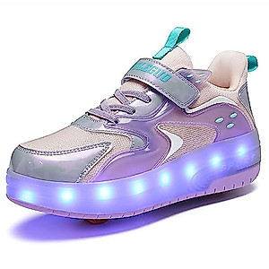 CEIEOE Boys Girls Roller Sneakers Shoes with 2 Wheels 16 LED Light Model Rechargeable Retractable Skateboarding Wheels for Beginner More Balanced Party Birthday Christmas Best Gift