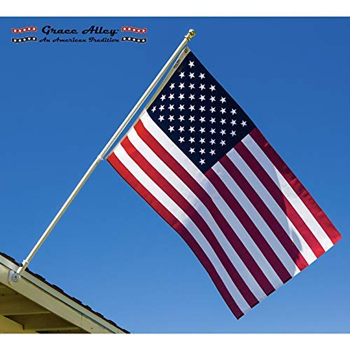 Grace Alley American Flags for Outside 3x5, Made in the USA, Heavy Duty Outdoor UV Fade Resistant Bright Color, Long Lasting Polyester Cotton Blend with Brass Grommets American Made
