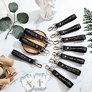 20 Pcs Christian Key Chain Leather Religious Keychain Inspirational Bible Key Chains Verse Quote Keychains Christmas Gifts (Black Gold)