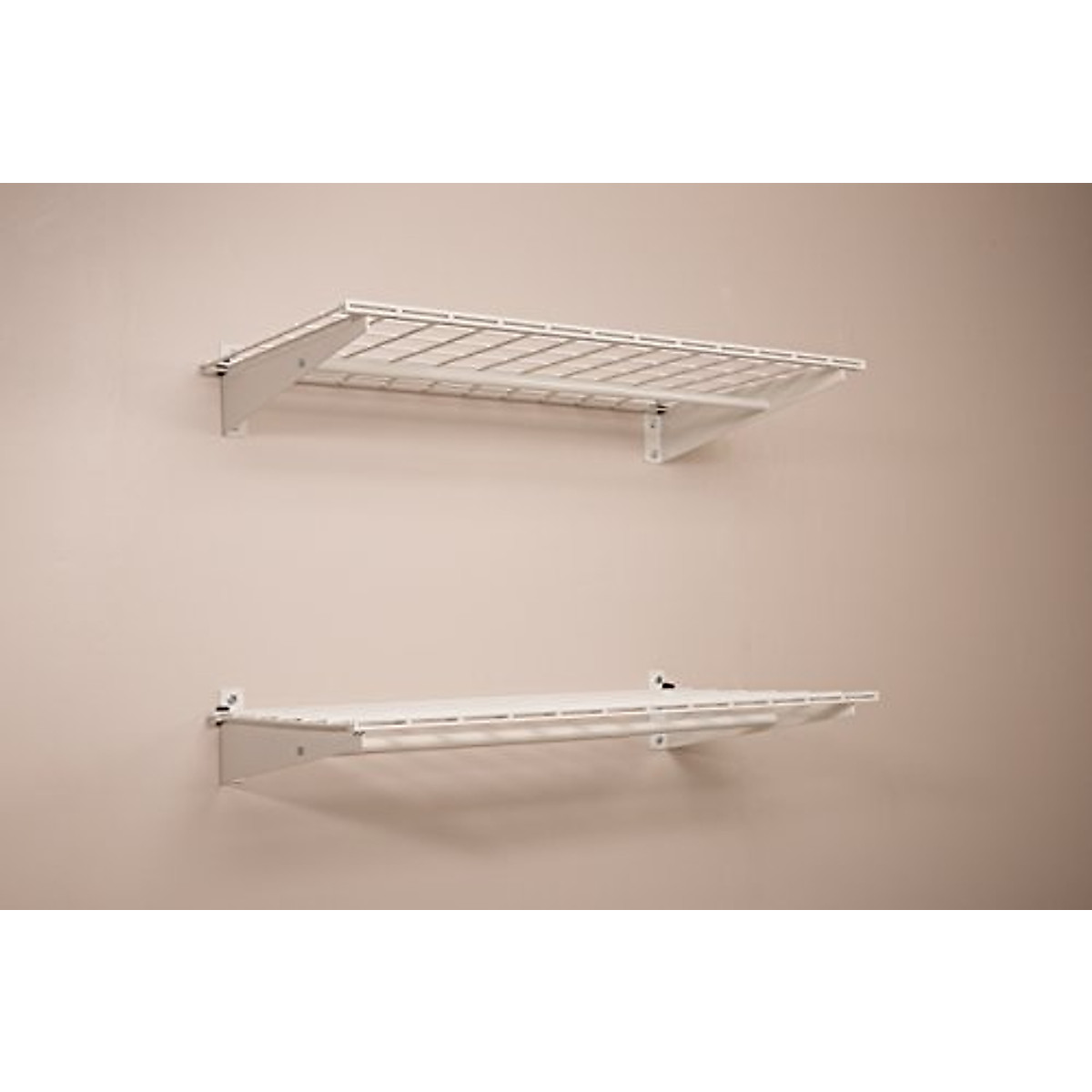 Hyloft 777 36-Inch X 18-Inch Adjustable Steel Wall Shelf, Storage Rack for Garage with Hanging Rod, White, 2-Pack