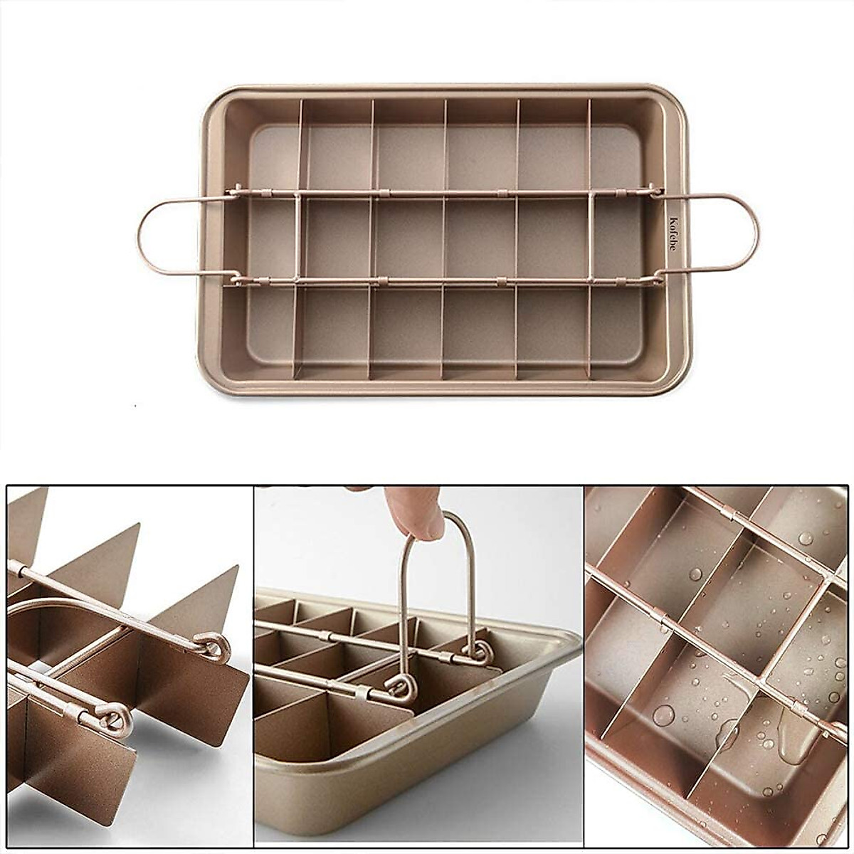 Kofebe Brownie Pan, Non-Stick Brownie Baking Pan with Dividers, Brownie Cutter,Brownie Tray,18 Pre-slice Brownie Baking Tray 12 X 8 X 2‘’