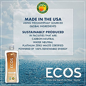 Earth Friendly Products Dishmate, Dishwashing Liquid, Natural Almond, 25 Ounce (Pack of 3)