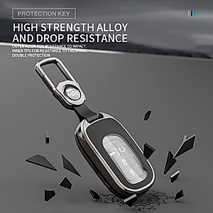 YIJINSHENG Honda Key Fob Cover with Leather Keychain, Metal Shell & Soft TPU Full Protection Key Case for Honda Accord, Civic, CR-V, HR-V, Pilot, Sport, EX, EX-L, Touring 2022-2023