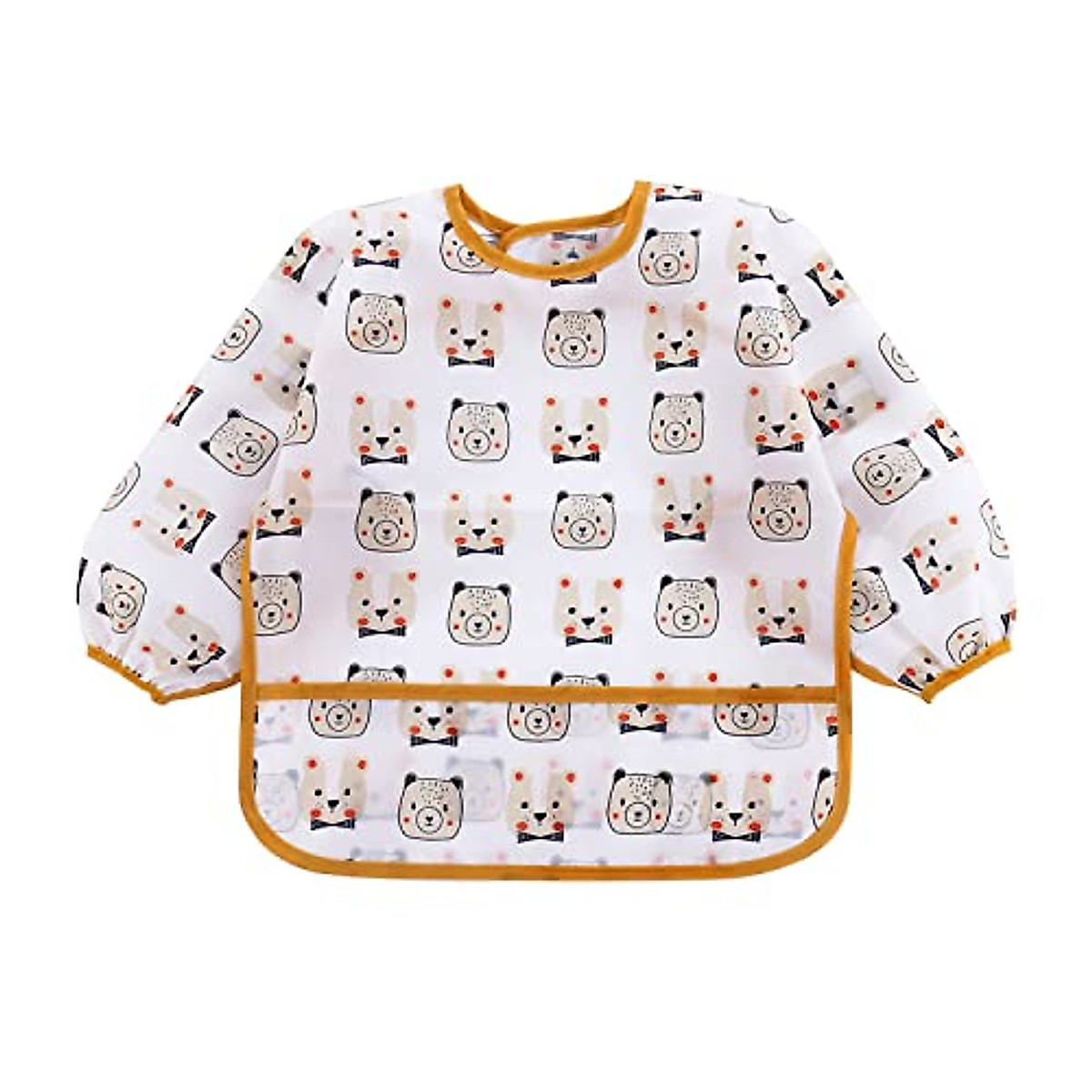 PandaEar 5 Pack Long Sleeve Bibs| Waterproof Full Bib with Sleeves for Babies Infant Toddler 6-24 Months| Mess Proof Baby Smock for Eating| Baby Apron for Feeding