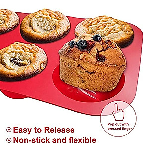 Walfos 2 Piece Silicone Loaf Pan Set and 2 Piece Silicone Texas Jumbo Muffin Pan Set- Non-Stick Silicone, Just PoP Out ! Food Grade and BPA Free !