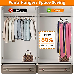 Legging Organizer for Closet, 2 Pack Metal Yoga Pants Hangers w/10 Clips Holds 20 Leggings/Hats/Jeans/Skirts Space Saving Closet Organizers and Storage, Black