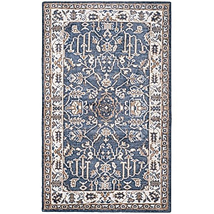 SAFAVIEH Stone Wash Collection 4' x 6' Blue/Ivory STW240A Hand-Knotted Premium Wool & Viscose Area Rug