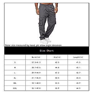 AIFARLD Men's Cargo Pants with Pockets Cotton Hiking Sweatpants Casual Athletic Jogger Sports Outdoor Trousers Relaxed Fit Grey