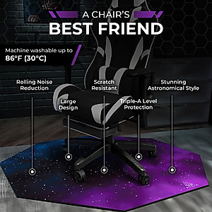 AREIA Computer Chair Mat (47” x 47”), Noise Cancelling Gaming Chair Mat – Anti-Slip Gaming Floor Mat – Scratch Resistant Mat for Office Chair – Octagon Computer Chair Mat for Hardwood Floor