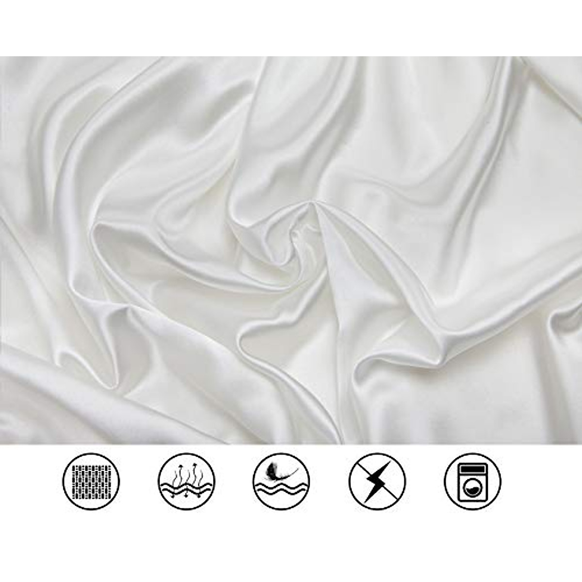 Lanest Housing Satin-Silk Pillowcase King, White Satin Pillowcase for Hair and Skin, Breathable, Super Soft, Cooling Pillow case King Size, Ivory White