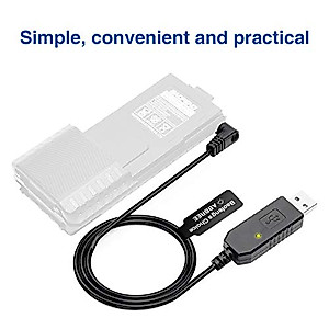 Baofeng 2.5mm USB Charger Cable with Indicator Light for BaoFeng UV-5R UV-82 BF-F8HP UV-82HP UV-5X3 UV-5RE 3800mAh Battery UV-S9/9S Two Way Radio（2 Pack）