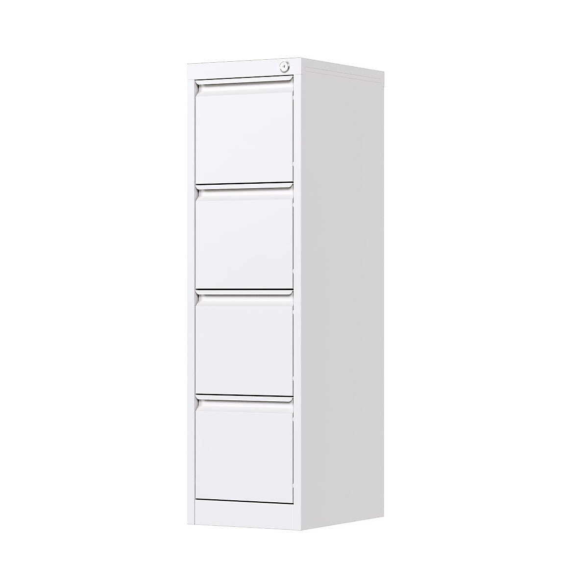 GangMei 4 Drawer Metal Vertical File Cabinet with Lock, Narrow Filing Cabinet with Hanging Letter/Legal/A4 Folders, Locking Steel Filing Cabinet for Home, Office, Assembly Required (White, 4 Drawers)