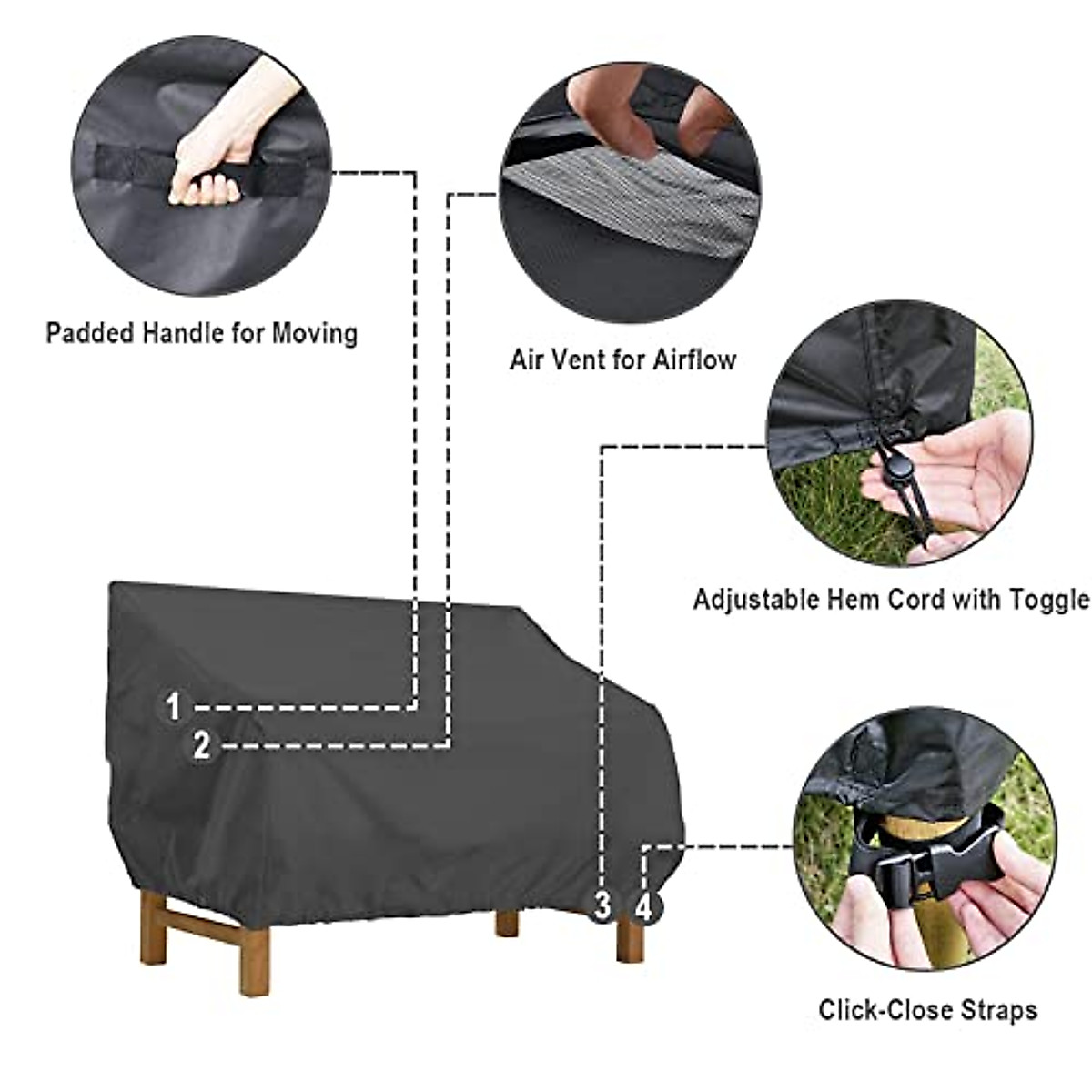 Outdoor Sofa Covers Waterproof Patio Furniture Covers Heavy Duty 600D Polyester UV Resistant Patio Cover with Air Vent and Handles (76"L x 32.5"D x 33"H)