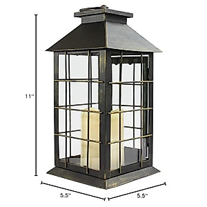Seraphic Country Style Farmhouse Rustic Metal Lantern, Bronze