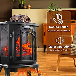 24"Electric Fireplace Heater, 1500w Electric Fire Place with 3D Flame Effect, Electric Wall Fireplace for the Living Room, Adjustable Infrared Heater, Overheat Protection, 400 Sq Ft Effective Space