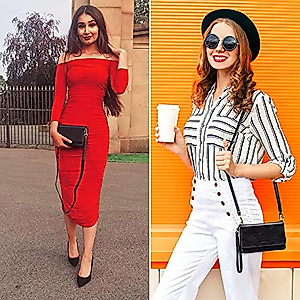 nuoku Crossbody Bag for Women Cellphone Little Purse with Credit Card Slots Lightweight Leather Wristlet Wallet, Black