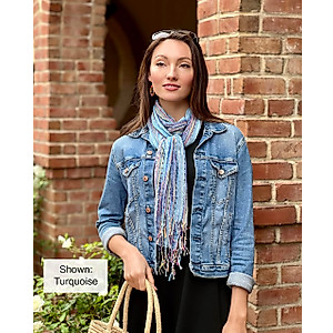 Humble Hilo Multi-Colored Scarf/Shawl for Women Lightweight Head or Neck Scarf (Turquoise (F23))