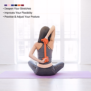 uxcell Yoga Strap-6FT Long Stretch Band with 2 Durable D-Ring for Yoga Pilates Stretch Workout, Blue