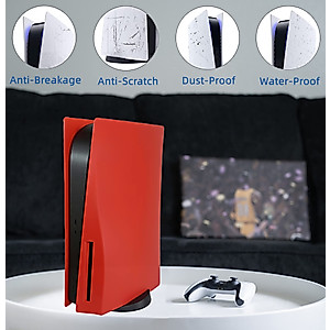 Disc Edition Face Plates Cover Skins Shell Panels for PS5 Console, Playstation 5 Accessories Faceplate Protective Shell Replacement Plate Dustproof Anti-Scratch (Disc Red)