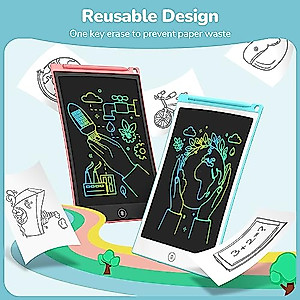 TECJOE 2 Pack LCD Writing Tablet, 8.5 Inch Colorful Doodle Board Drawing Tablet for Kids, Kids Travel Games Activity Learning Toys Birthday Gifts for 3 4 5 6 Year Old Boys and Girls Toddlers