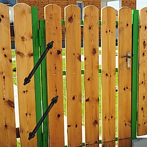 2 Pack 14 Inch Heavy Duty Self Closing Fence Gate Spring, Adjustable Automatic Gate Closure Hardware for Outdoor Wooden Gate and Vinyl Fence, Carbon Steel with Black Powder Coating, by GENHAKON