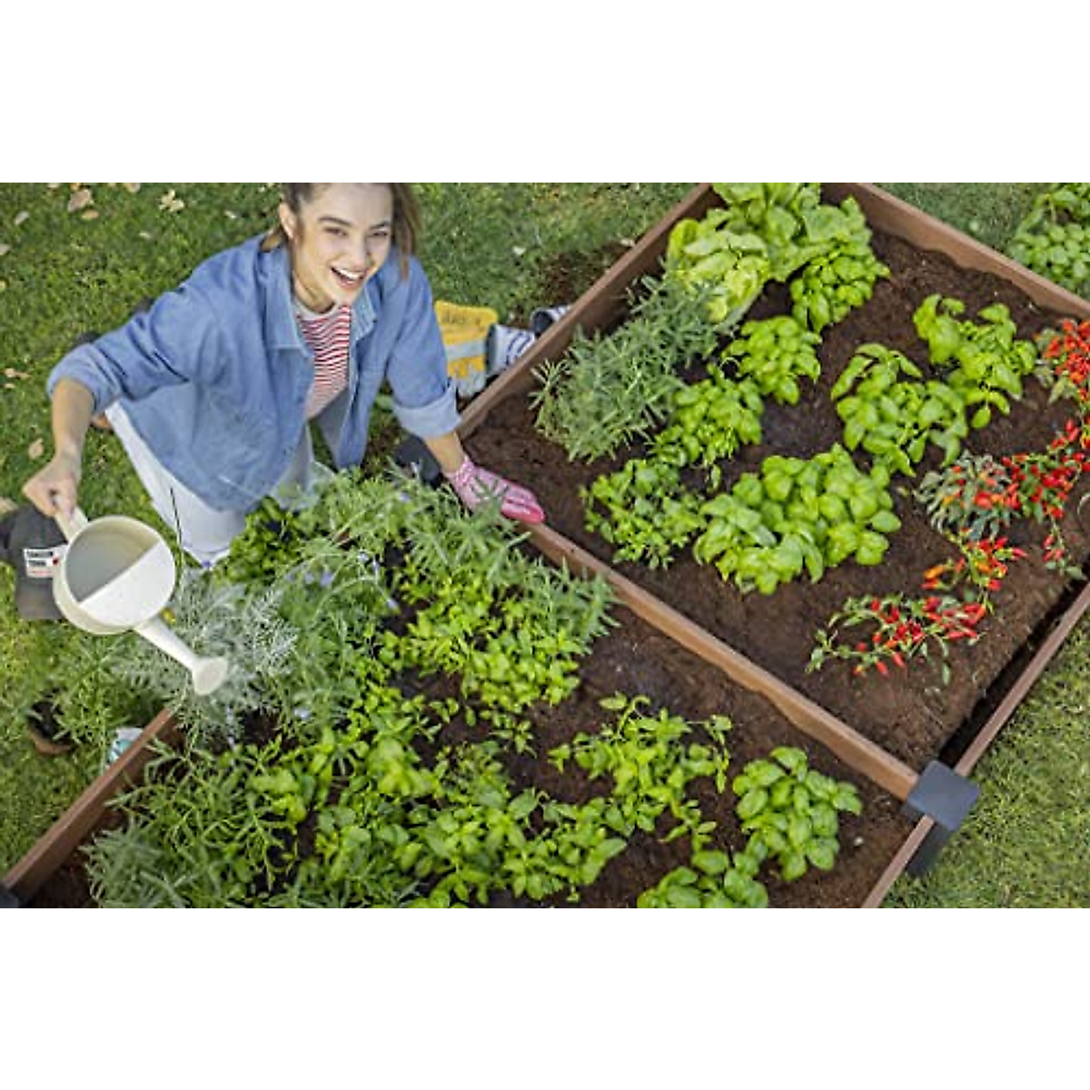 Keter Vista Modular Raised Garden Bed Durable Outdoor Planter for Vegetables Flowers, Herbs, and Succulents, Brown